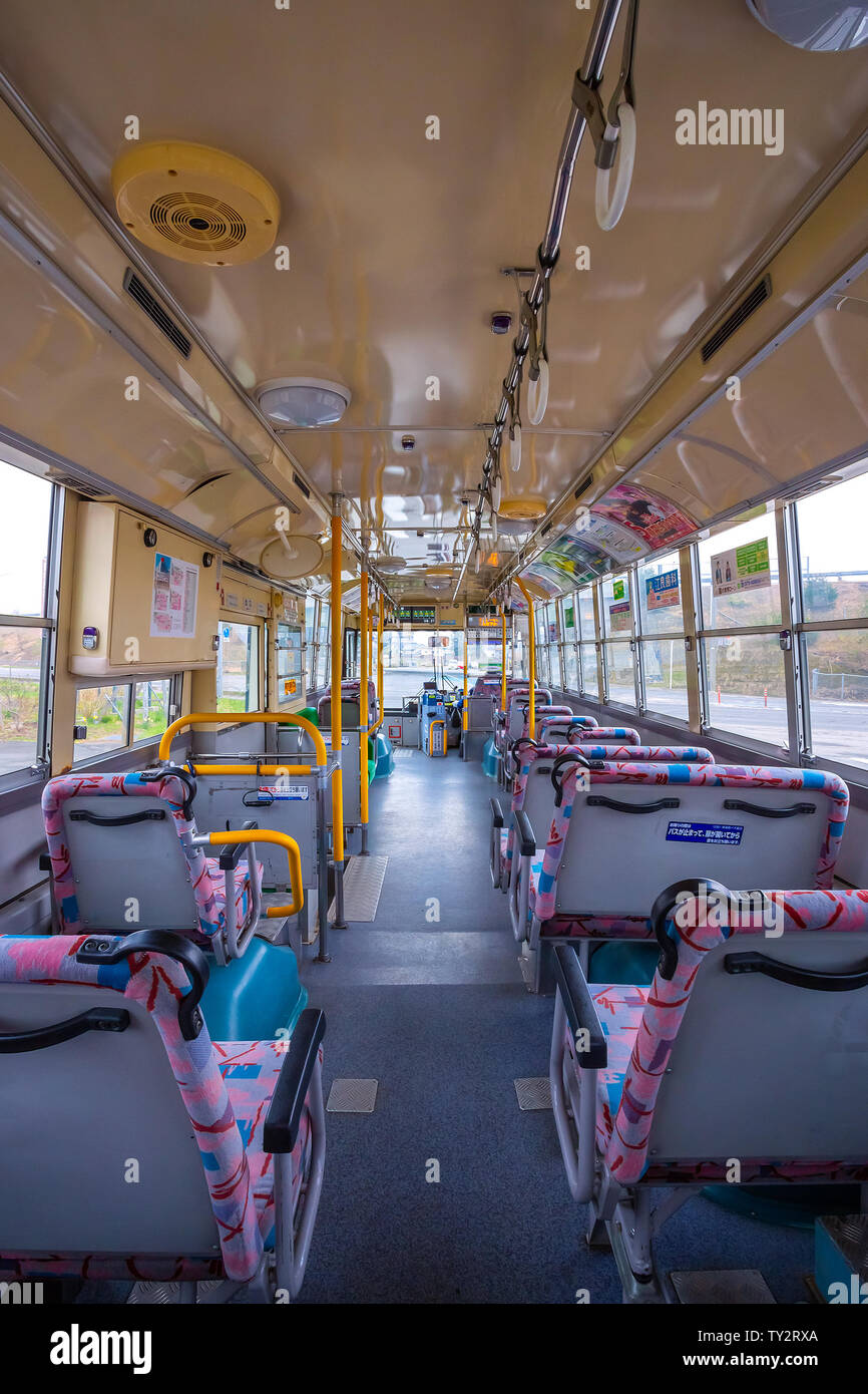 Aomori, Japan - April 24 2018: A bus that leads to Seiryu-ji Buddhist ...