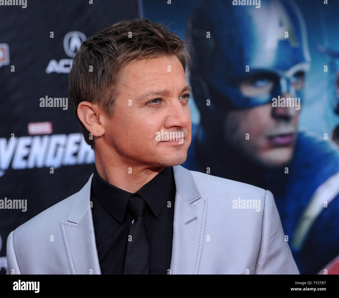 Jeremy Renner, a cast member in the sci-fi motion picture "The Avengers ...