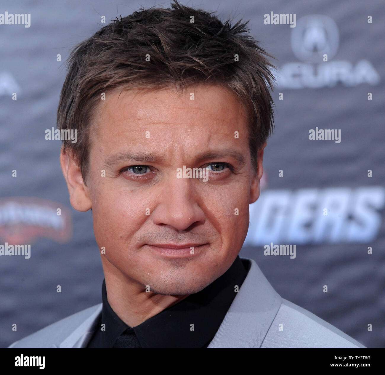 Jeremy Renner, a cast member in the sci-fi motion picture "The Avengers ...
