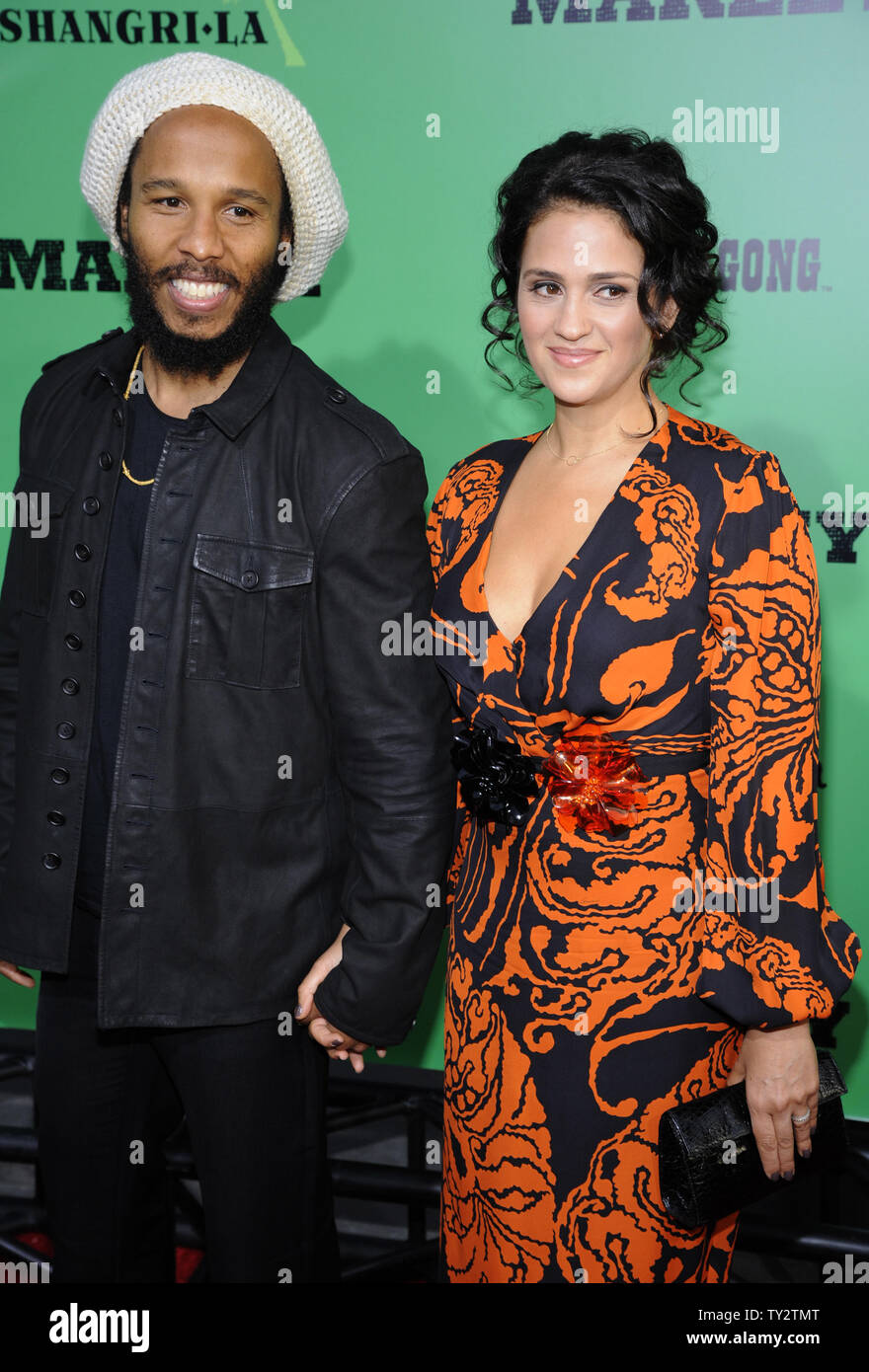 Ziggy Marley (L) and Orly Marley attend the premiere of the film "Marley" at the Arclight ...