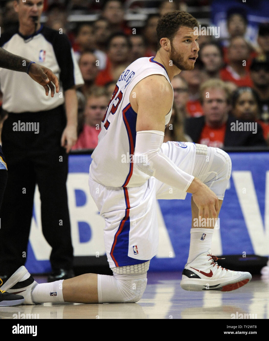 Los Angeles Clippers power forward Blake Griffin (32) gets up after ...
