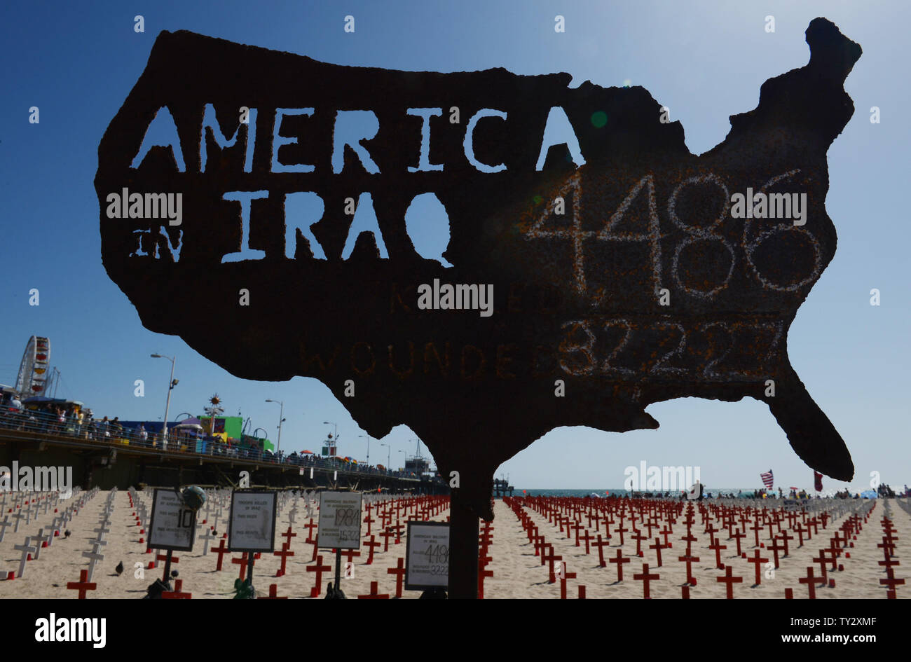 Thousands of war memorial crosses are on display at the Arlington West ...