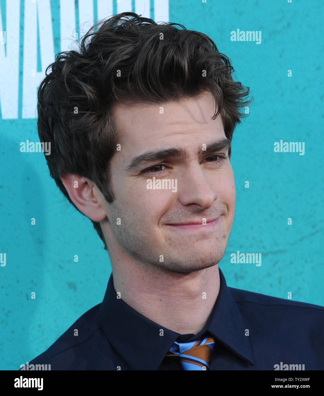 Actor Andrew Garfield arrives at the MTV Movie Awards at the Gibson ...