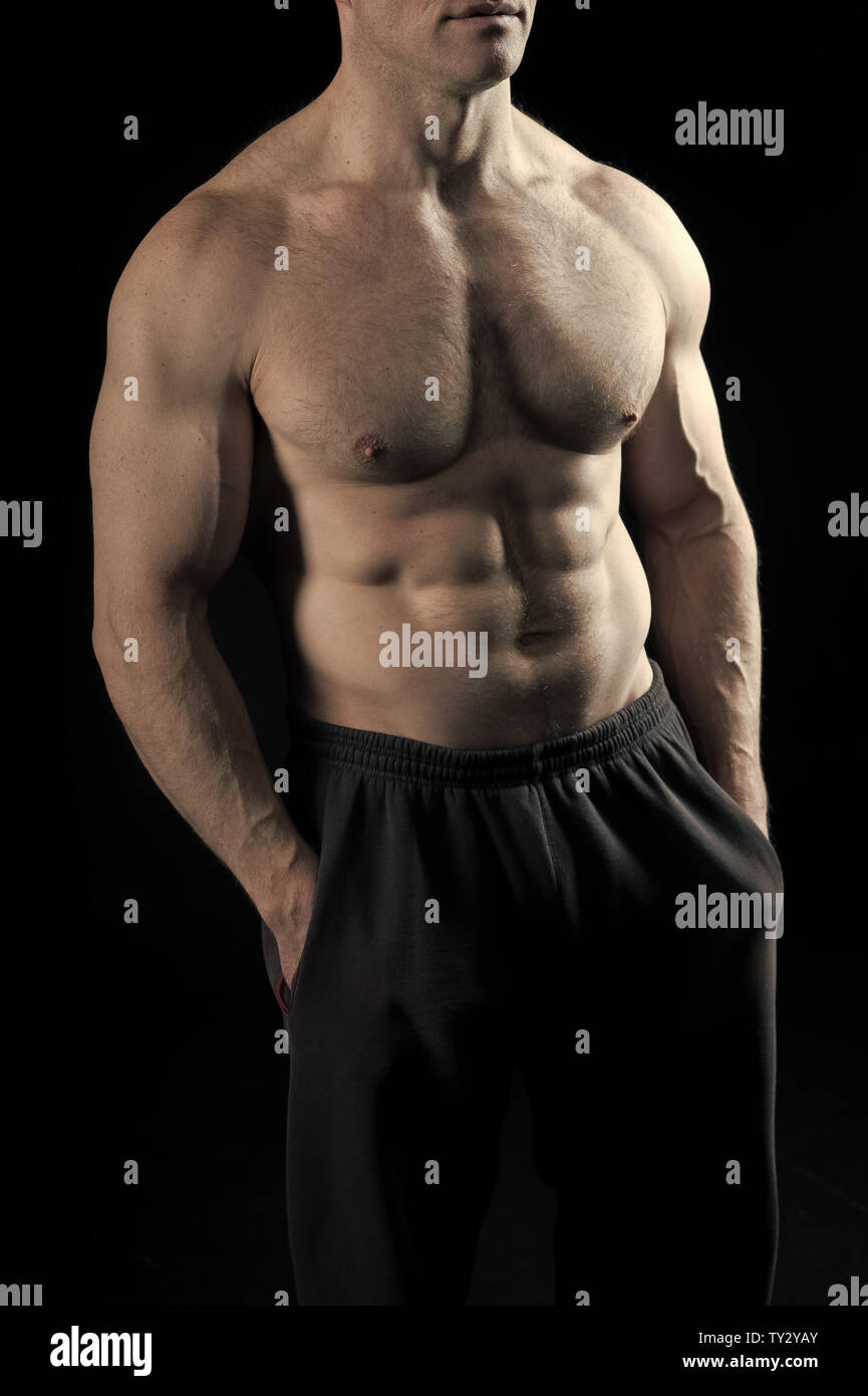 Torso with six pack and ab muscles. Torso with fit belly and athletic ...