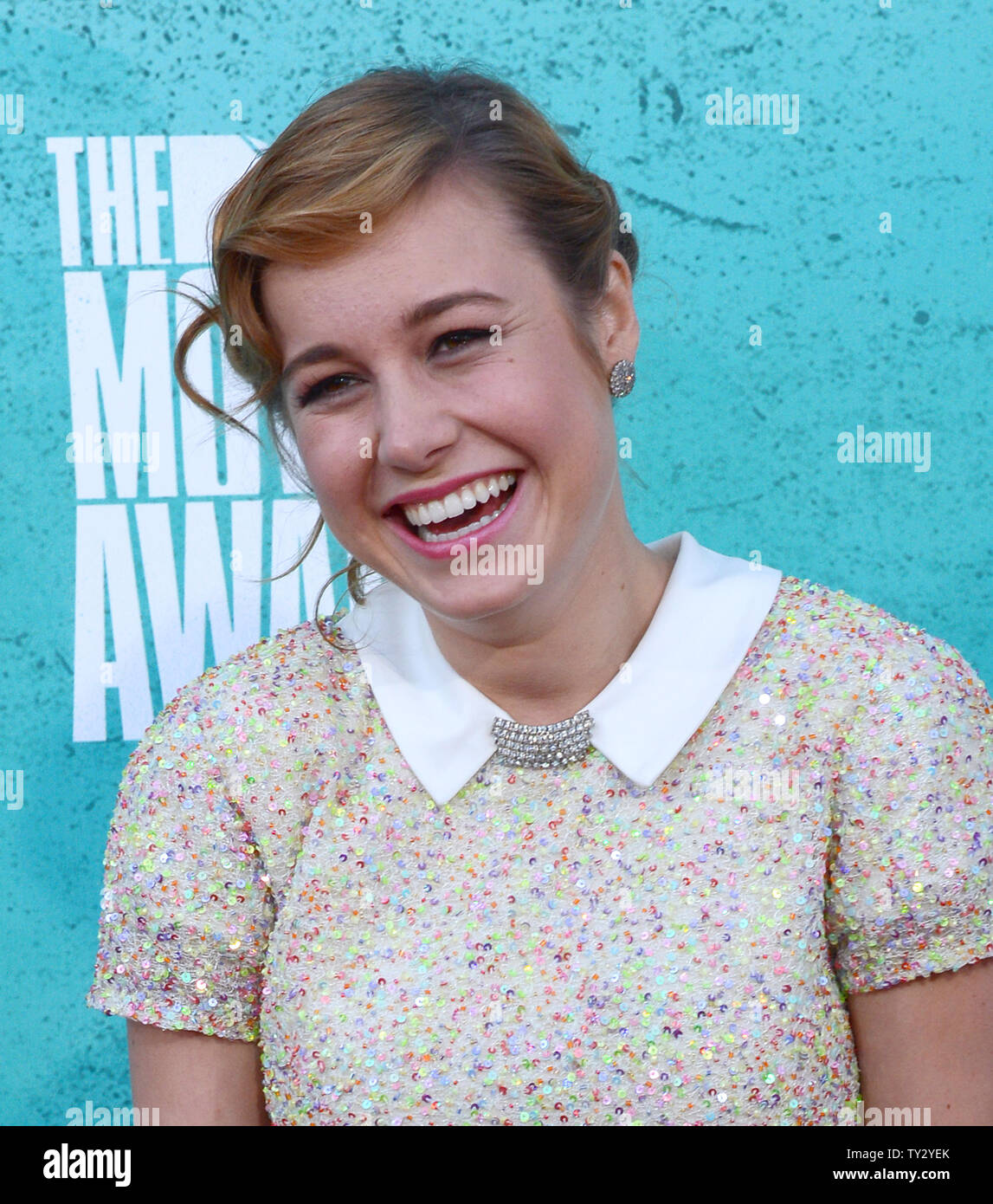 Actress Brie Larson arrives at the MTV Movie Awards at the Gibson ...