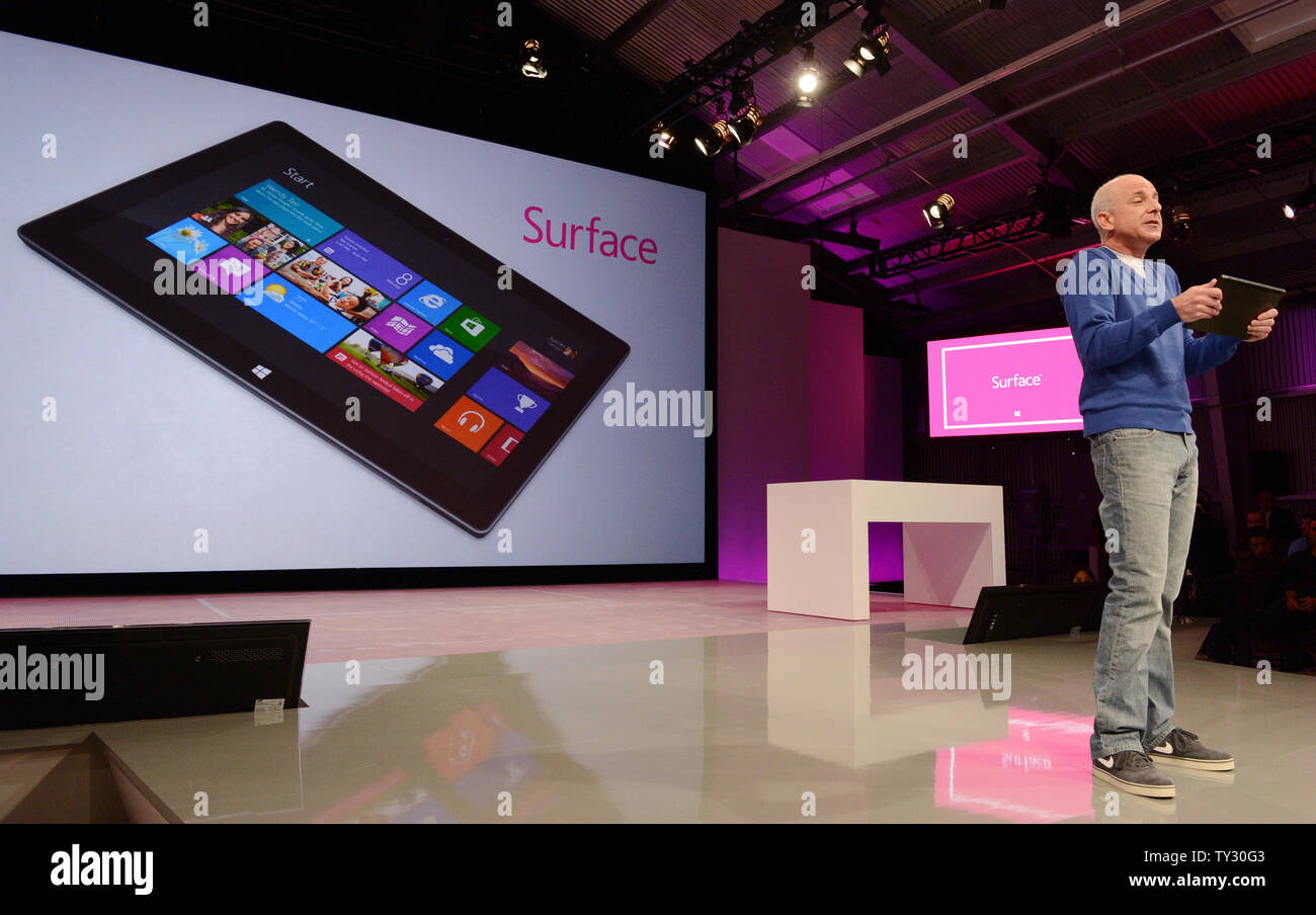 A Microsoft Surface design team member demonstrates the new tablet ...