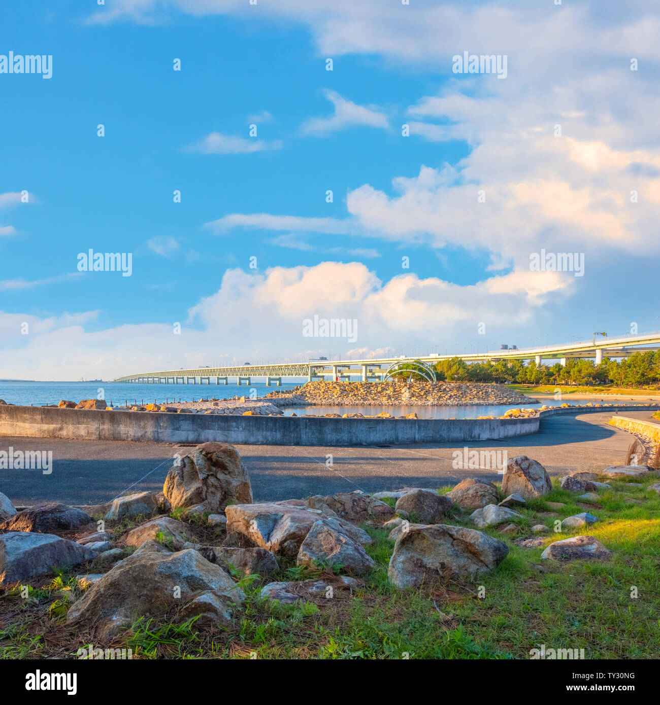 Osaka, Japan - October 29 2018: Rinku Park situated on the other side ...