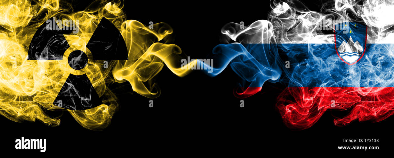 Slovenia, Slovenian vs nuclear smoky mystic flags placed side by side ...