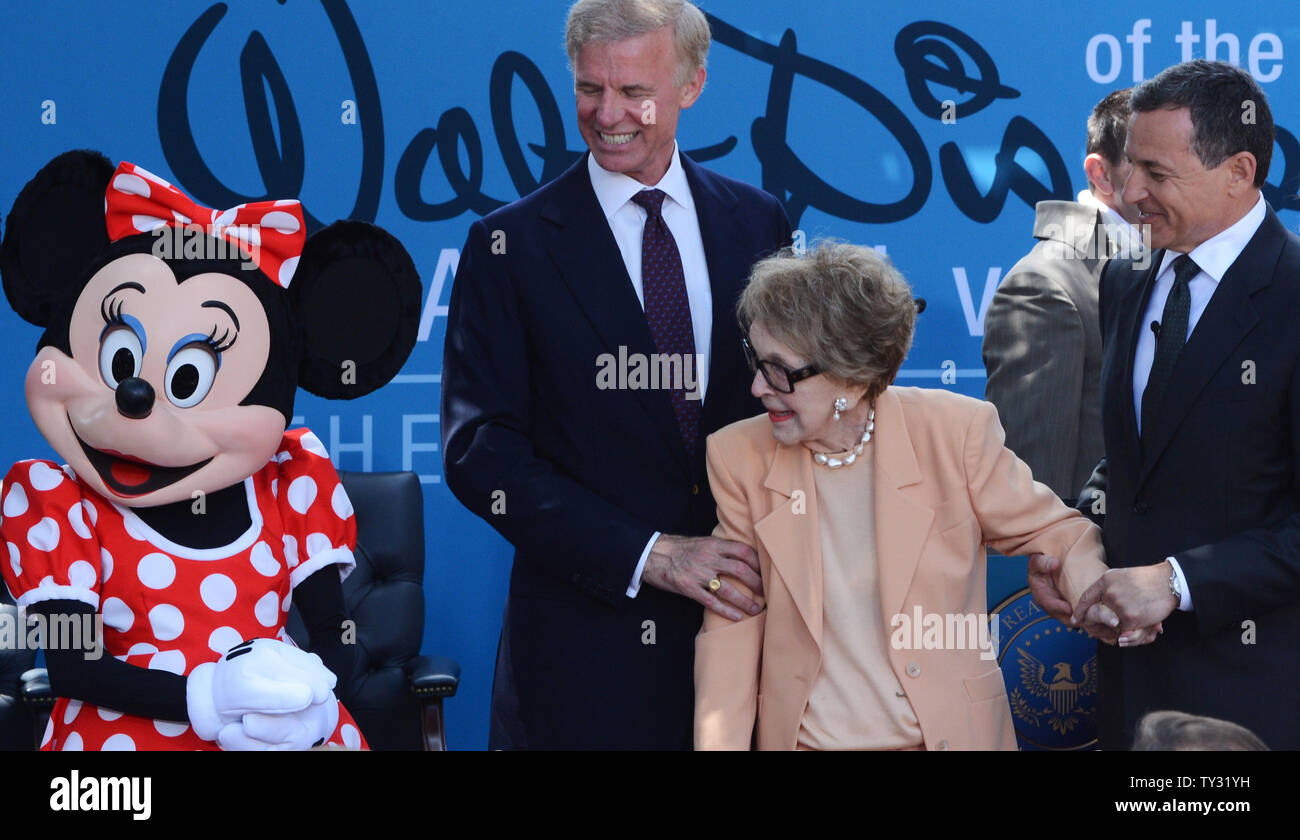Former first lady Nancy Reagan (C) and Chairman and CEO of The Walt ...