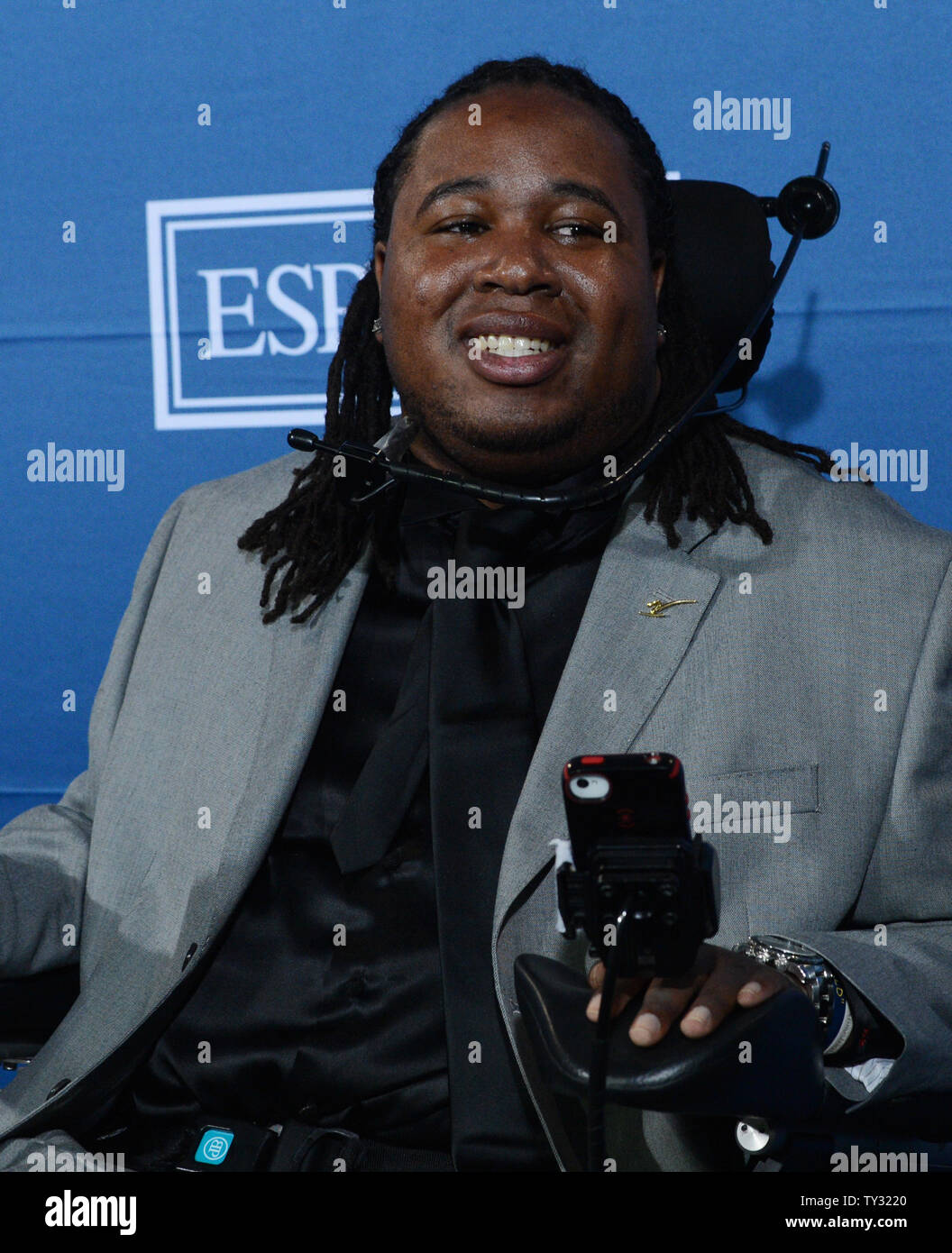 Eric LeGrand appears backstage after being honored with the Jimmy V ...