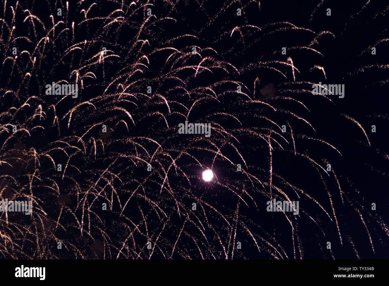 fireworks rain sparks night celebration Stock Photo - Alamy