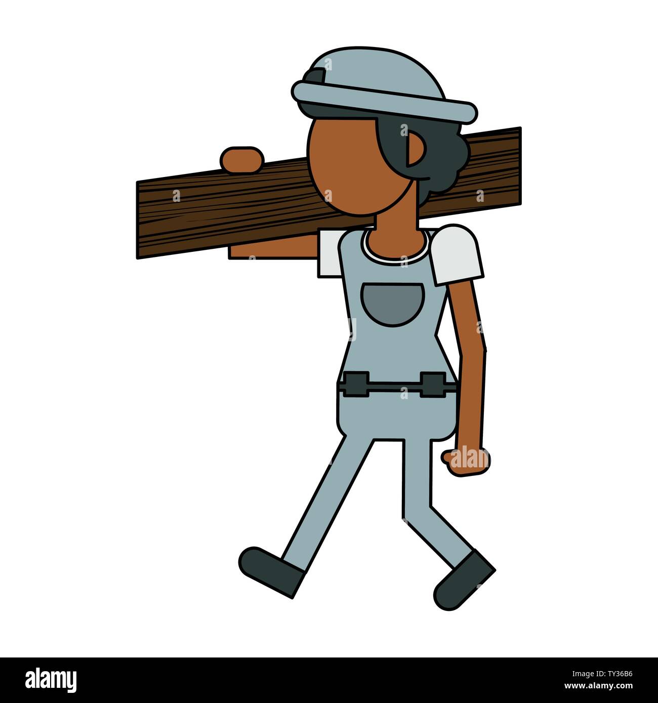 Construction worker smiling cartoon isolated faceless Stock Vector ...