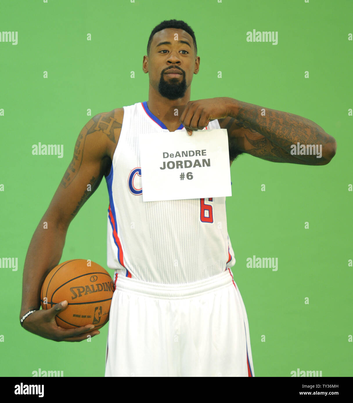 Los Angeles Clippers' DeAndre Jordan poses for a photo at the Clippers ...