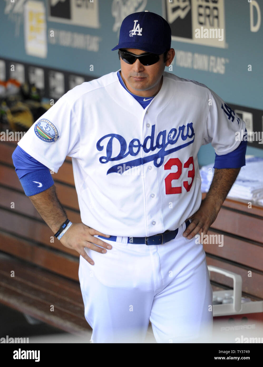 Los Angeles Dodgers first baseman Adrian Gonzalez (23) before the game ...