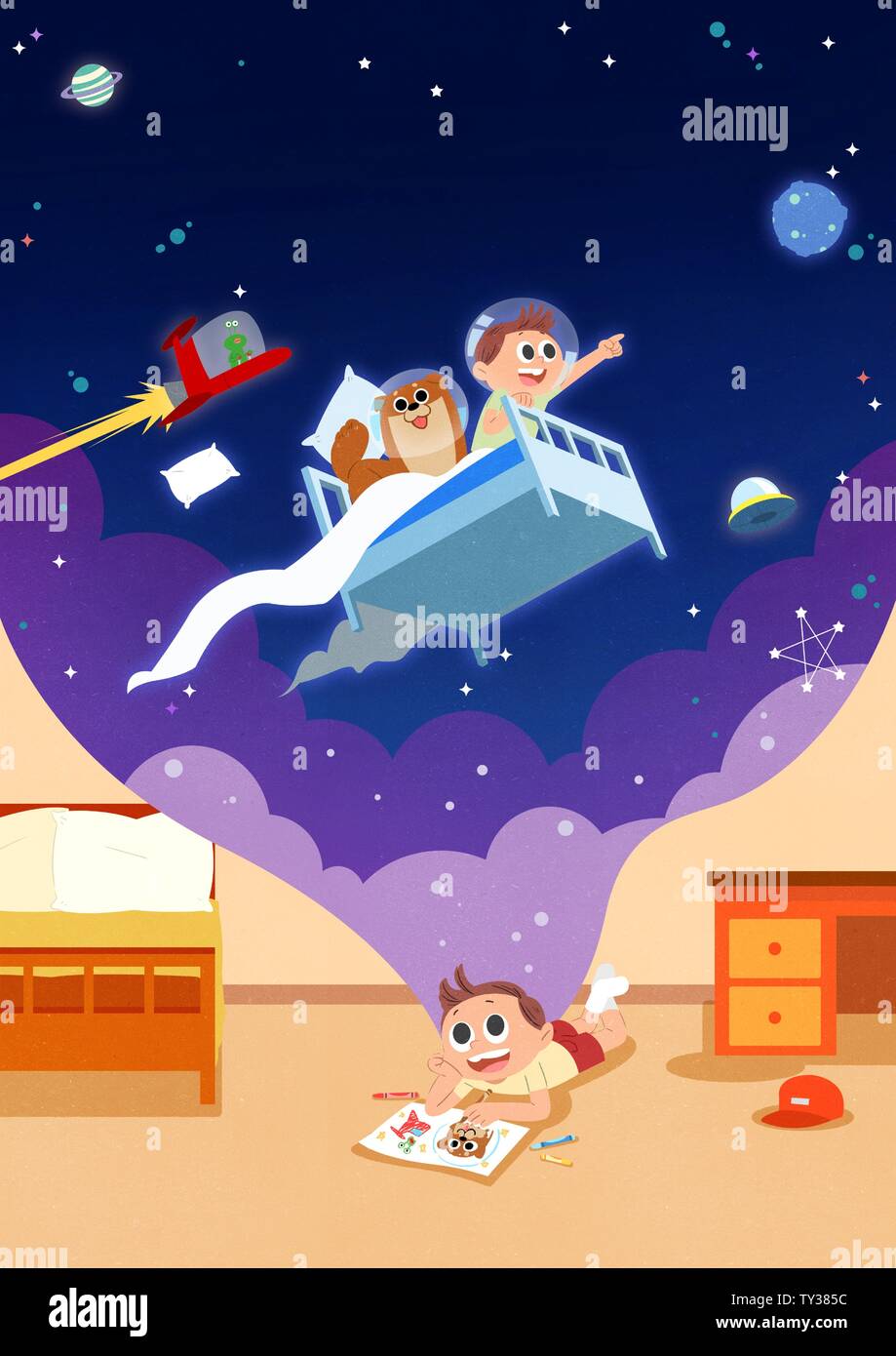 Painting of child thinking Stock Vector Images - Alamy