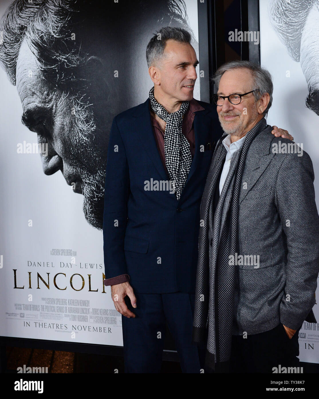 Cast member Daniel Day-Lewis (L) and director Steven Spielberg arrive ...