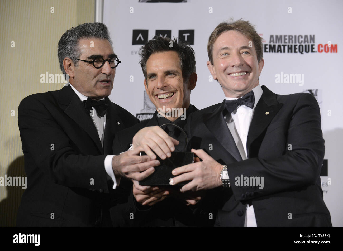 Eugene Levy (L) and Martin Short pose with recipient Ben Stiller (C ...
