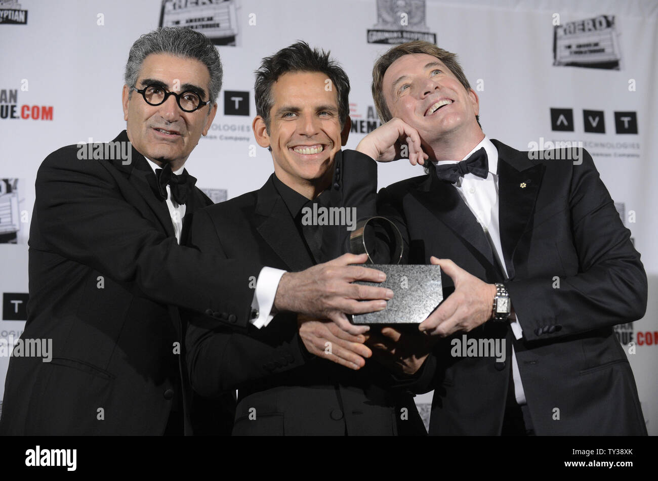 Eugene Levy (L) and Martin Short ¨ pose with recipient Ben Stiller (C ...