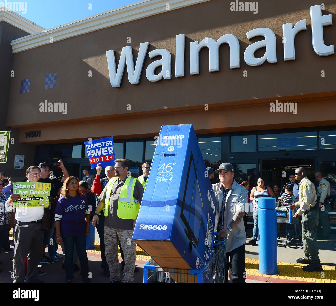 Walmart workers protest outside a store in Paramount, California on ...