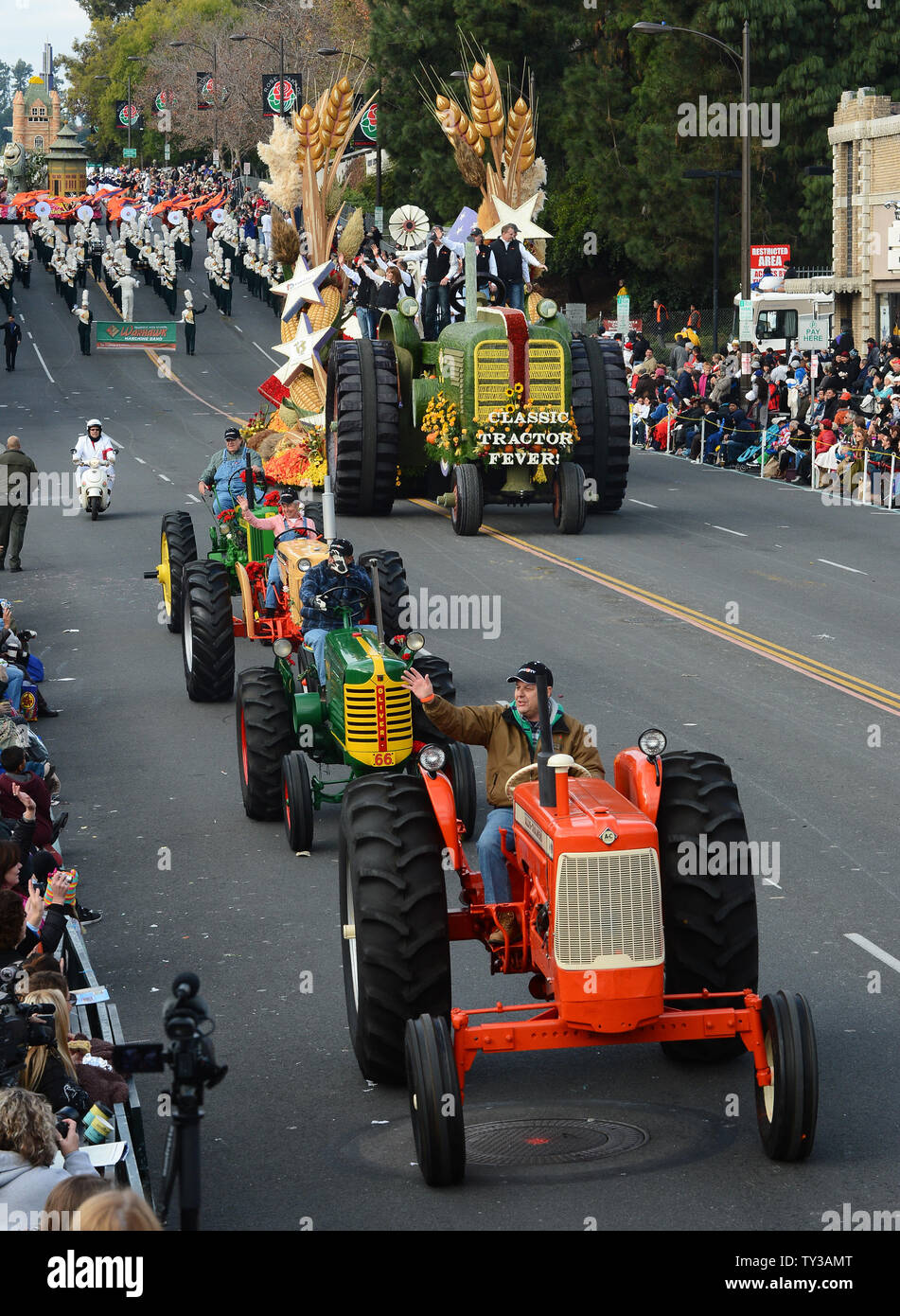 RFD-TV's "Classic Tractor Fever!" float is seen in the 124th Tournament ...
