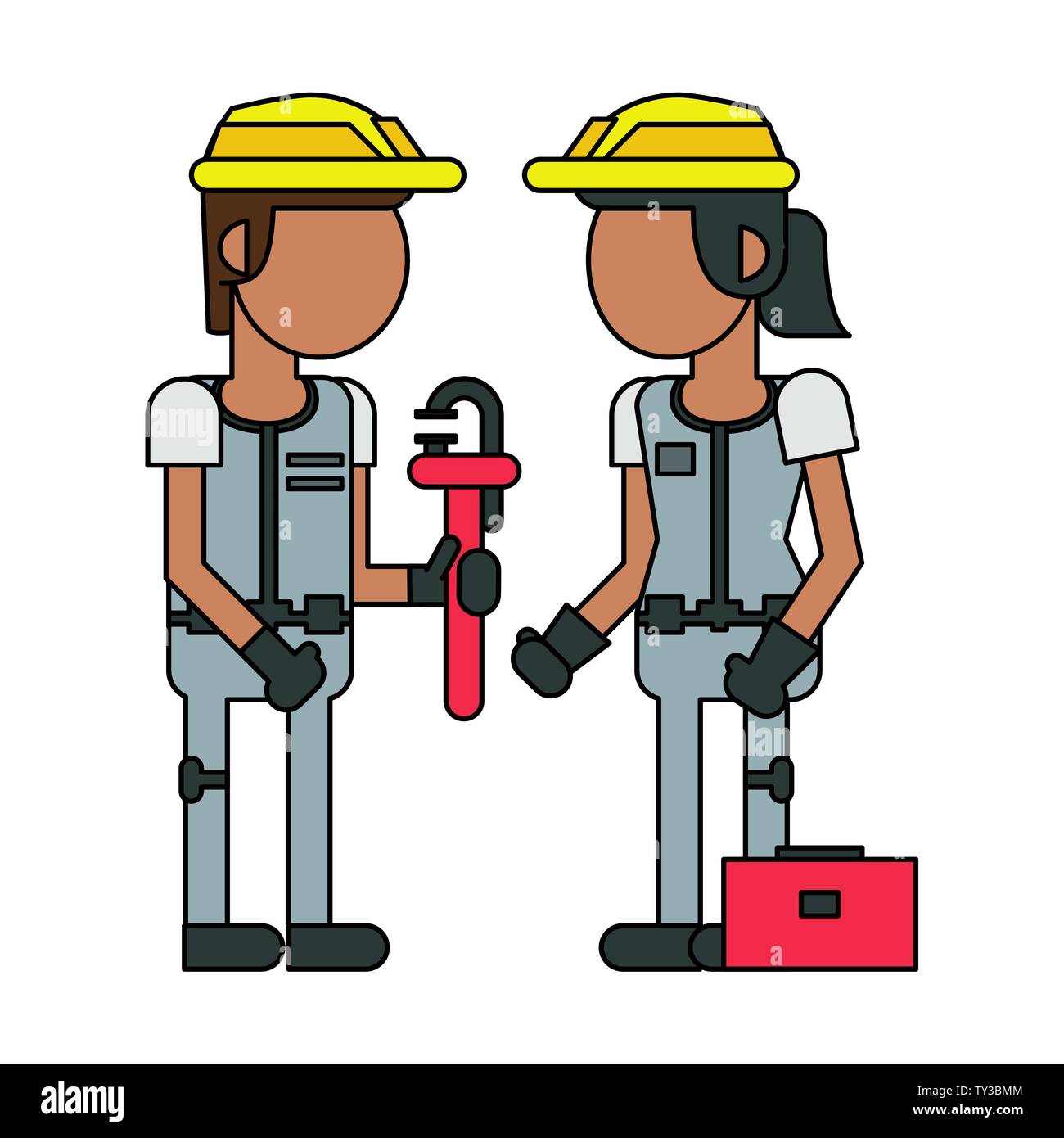 Couple builder construction tools Stock Vector Images - Alamy