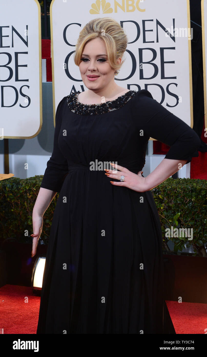 Singer Adele arrives for the 70th annual Golden Globe Awards held at ...