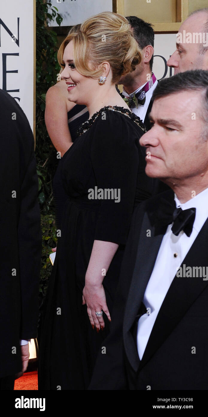 Singer Adele arrives for the 70th annual Golden Globe Awards held at ...