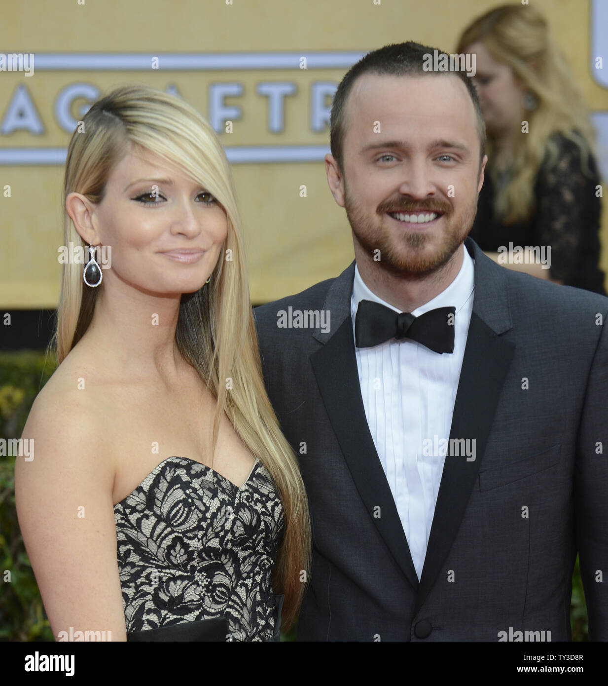 Actor Aaron Paul (R) and Lauren Parsekian arrive for the 19th Annual ...