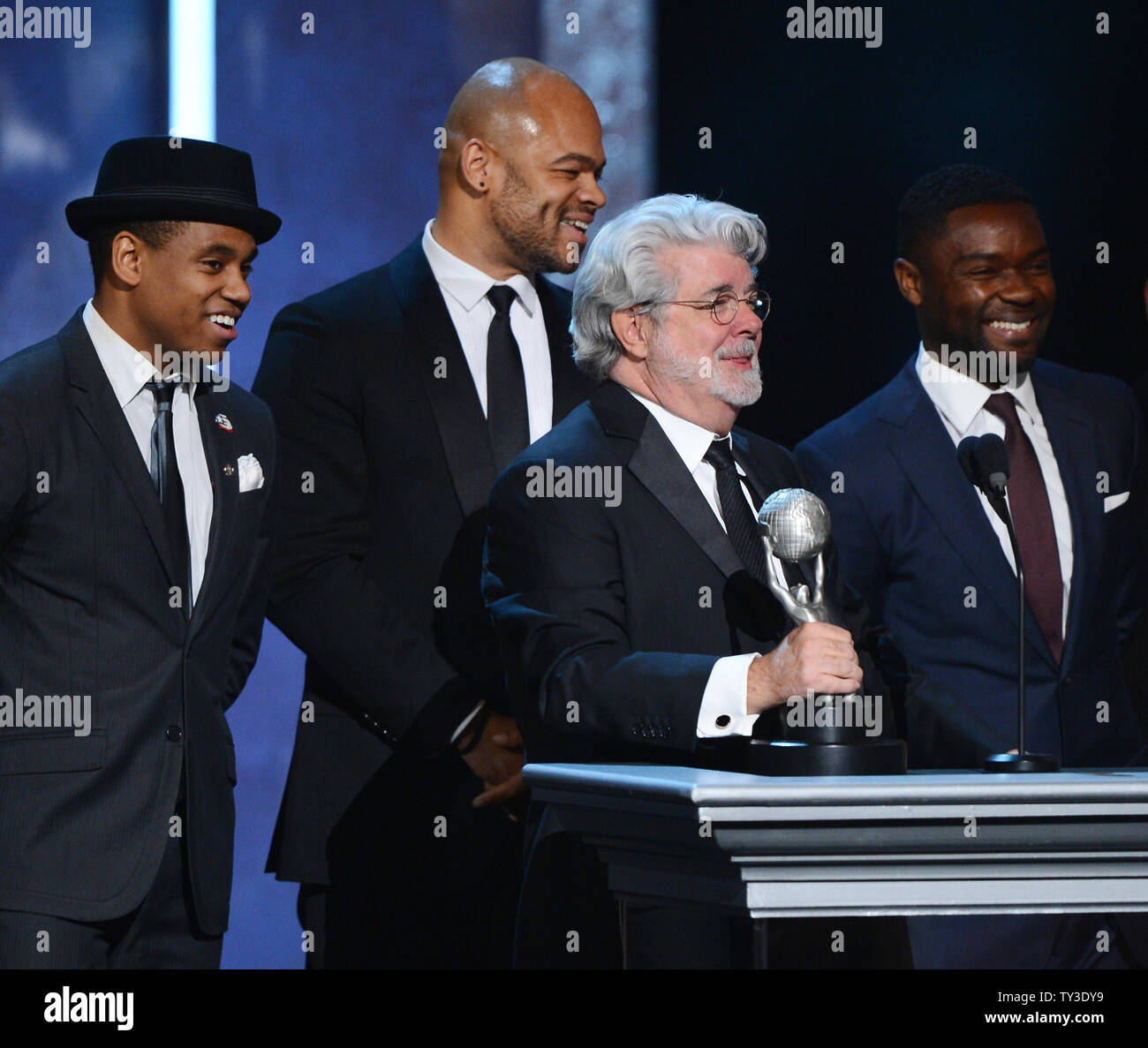 Producer George Lucas accepts the Vanguard award onstage during the ...