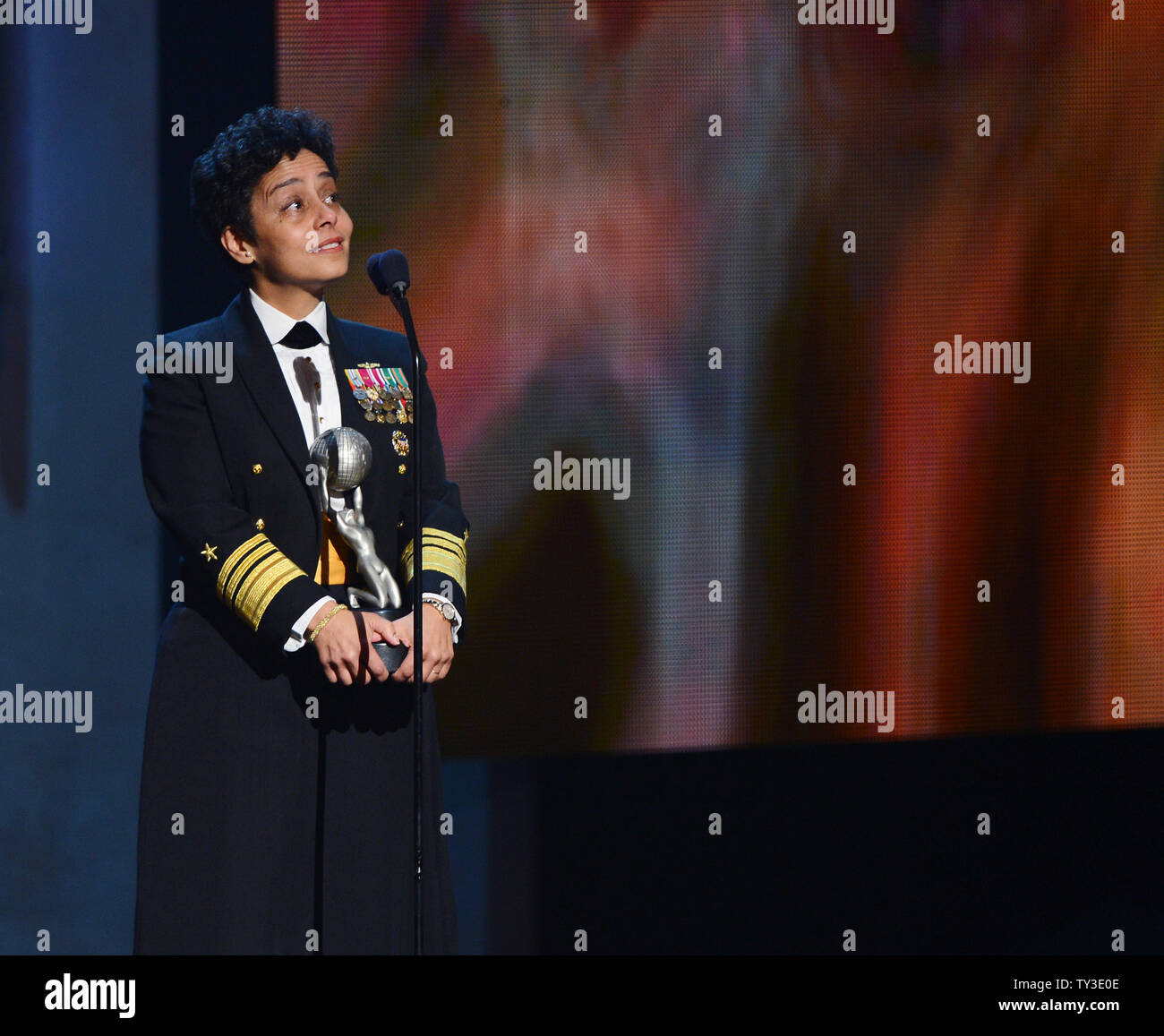Vice Admiral Michelle Howard accepts the Chairman's Award onstage ...