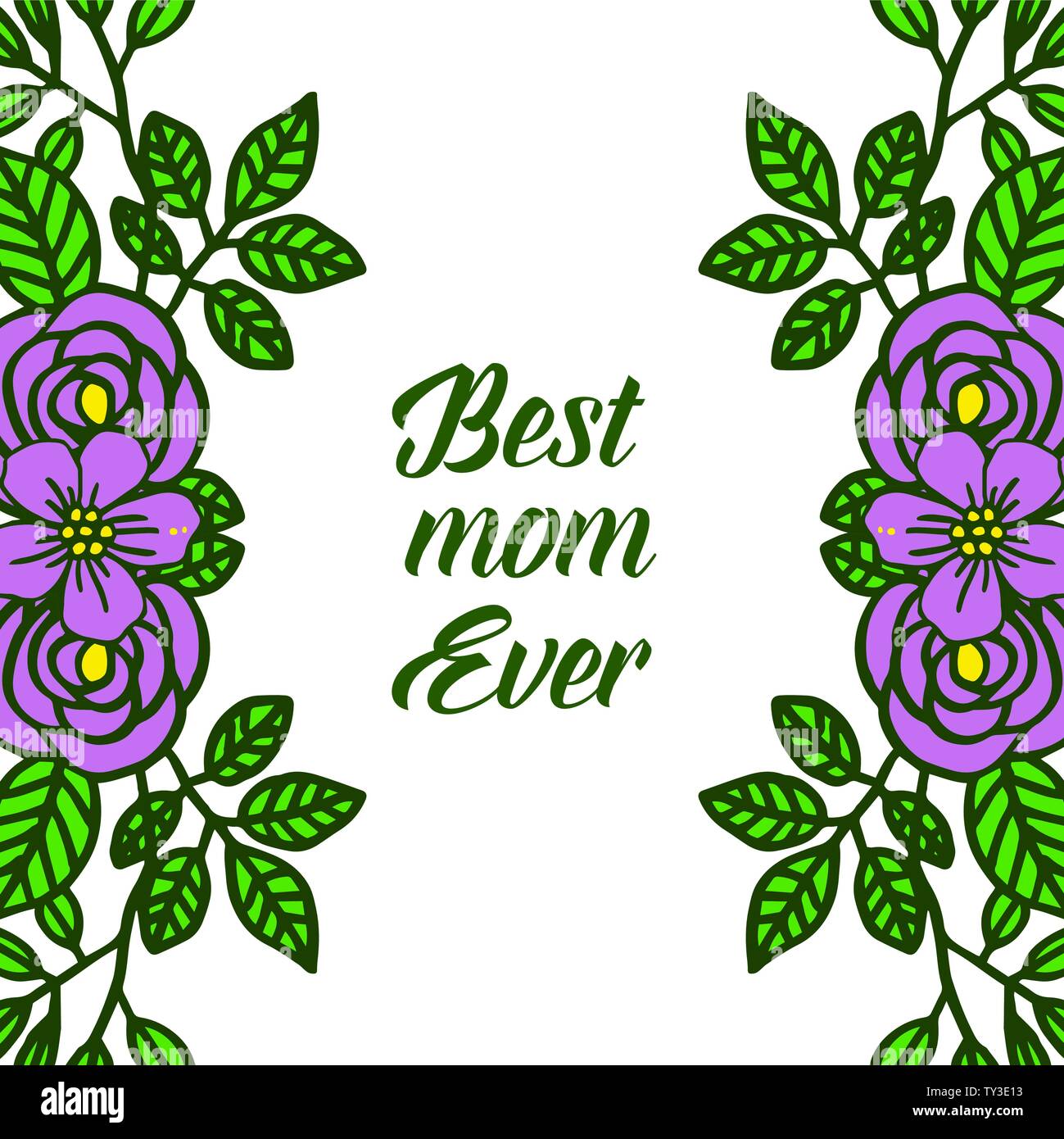 Vector illustration banner best mom for various elegant purple flower ...