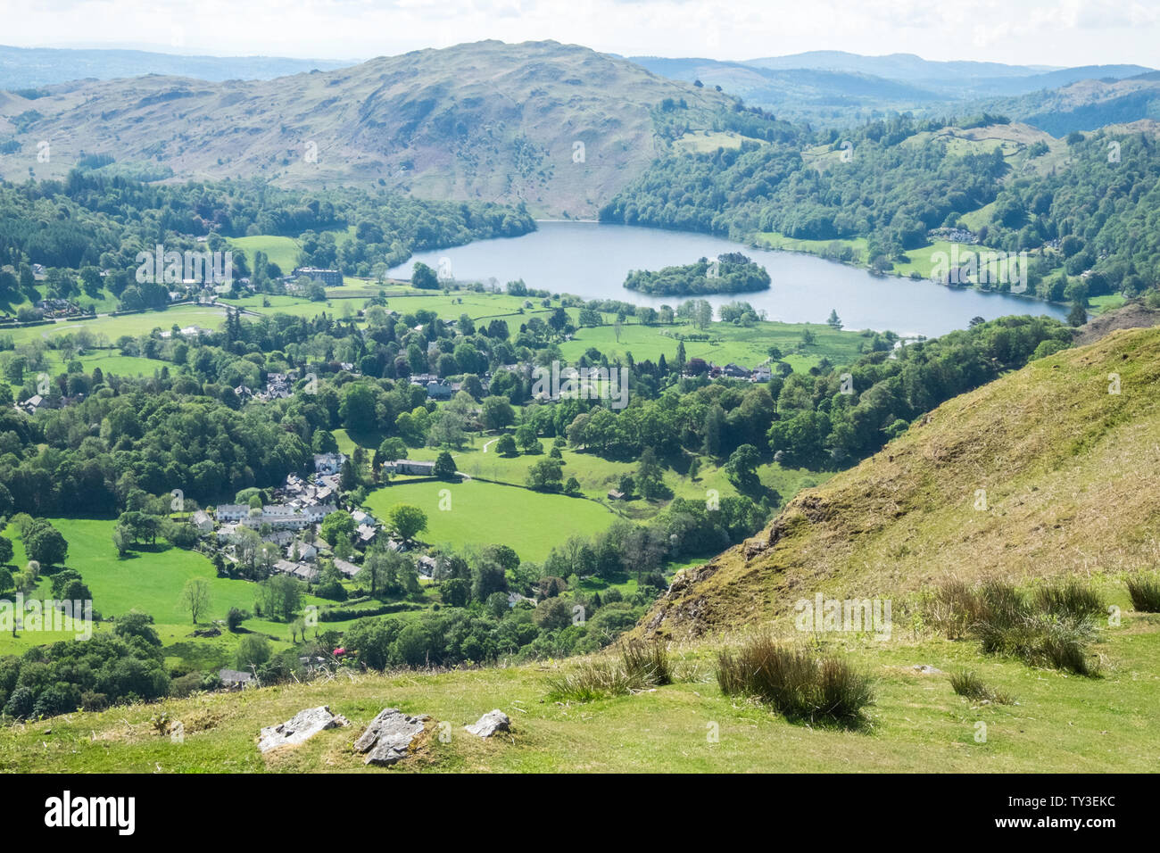 View from Helm Crag,of,village,town,of,Grasmere,popular,tourist,The ...