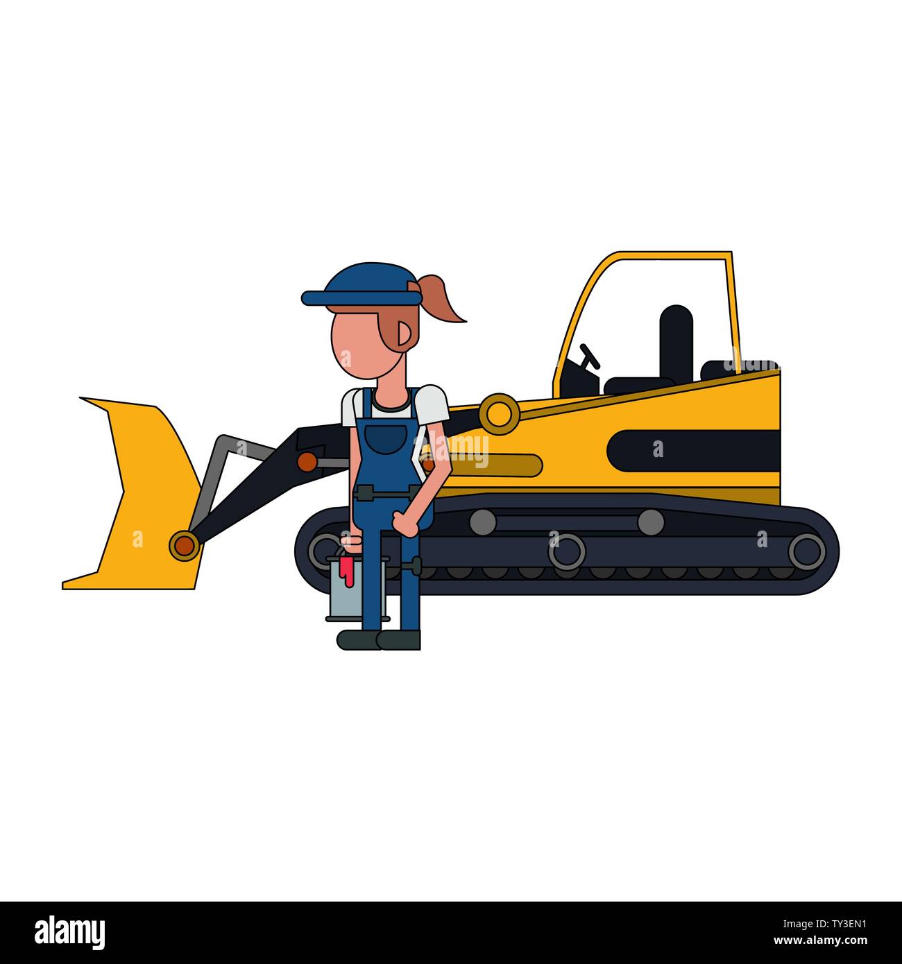Construction worker with vehicle faceless Stock Vector Image & Art - Alamy
