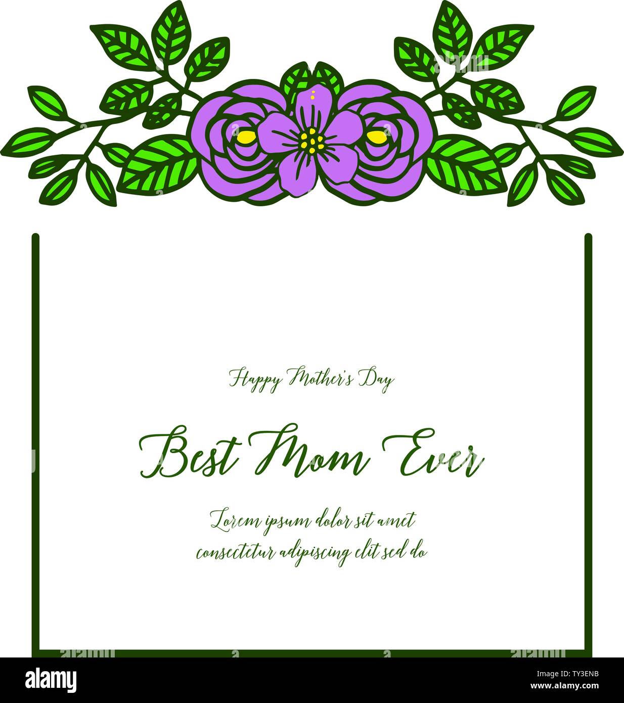 Vector illustration decorative of card best mom for art purple flower ...
