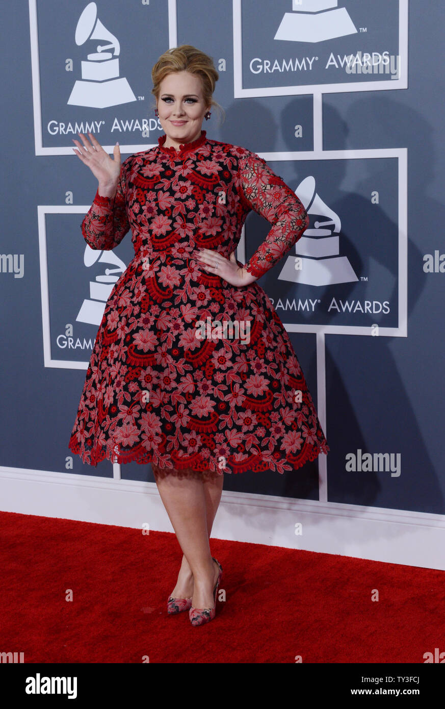 Singer Adele arrives at the 55th annual Grammy Awards at Staples Center ...