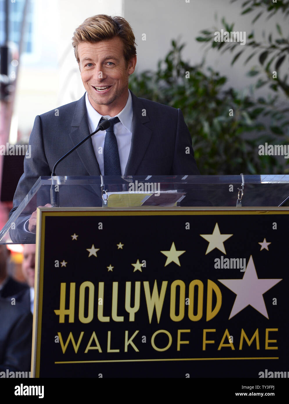 Australian actor Simon Baker makes comments during an unveiling ...