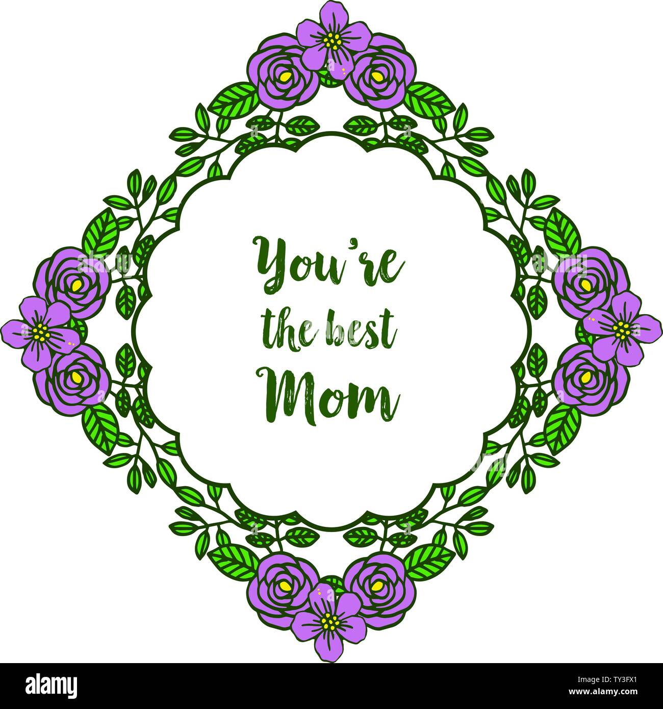 Vector illustration card best mom for various texture purple wreath ...