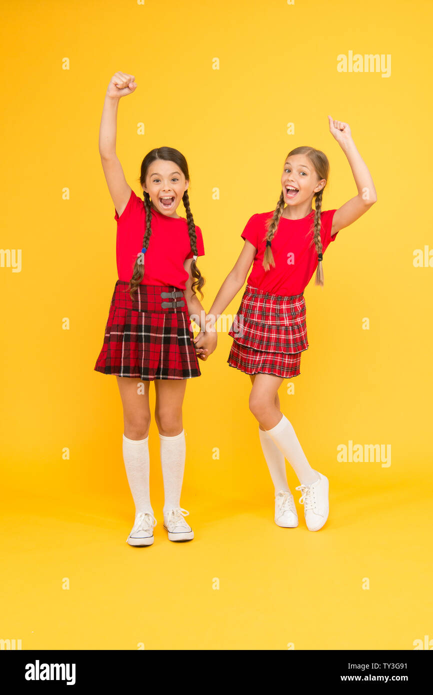 Scottish style. Kids girl wear checkered dresses. National holiday ...
