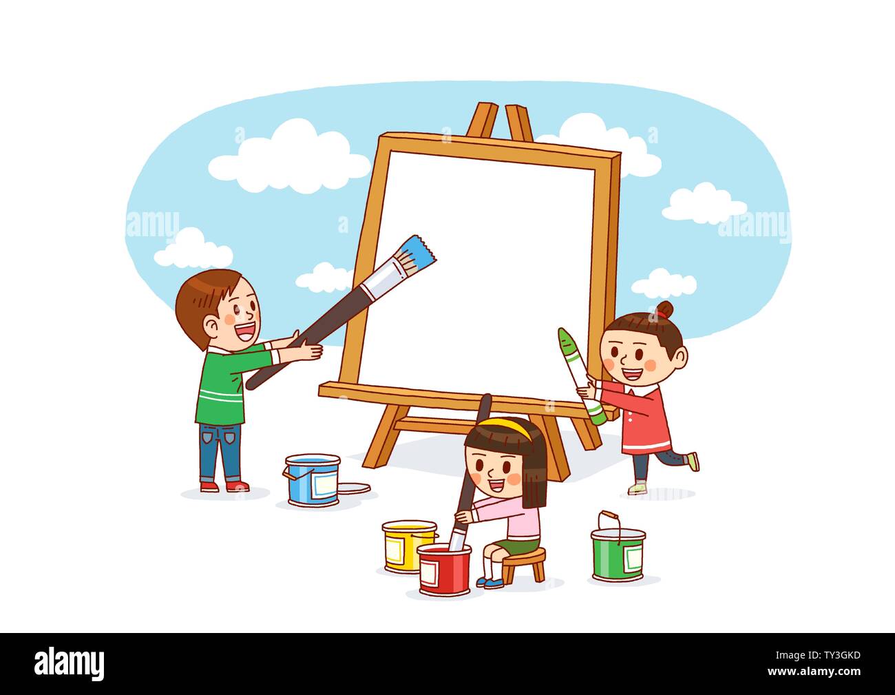 Children drawing having fun Cut Out Stock Images & Pictures - Alamy