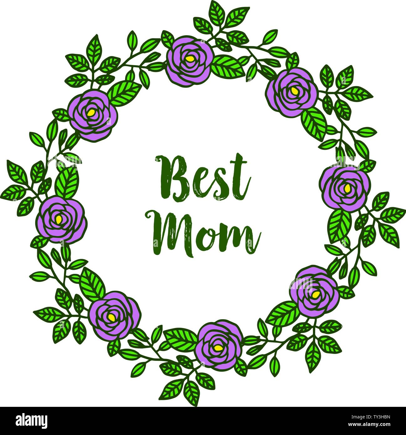 Vector illustration letter best mom for abstract purple flower frames ...