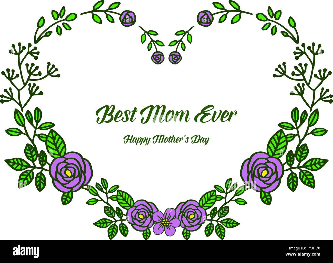 Vector illustration letter best mom for abstract purple flower frames ...