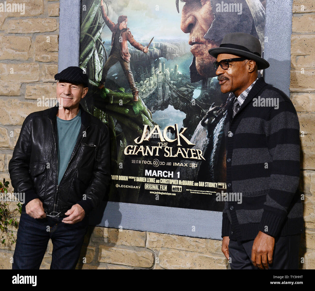 Actors Patrick Stewart (L) and Michael Dorn attend the premiere of the ...