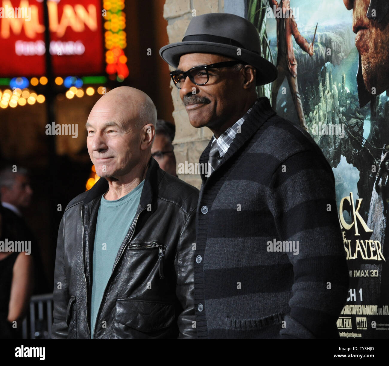 Actors Patrick Stewart (L) and Michael Dorn attend the premiere of the ...