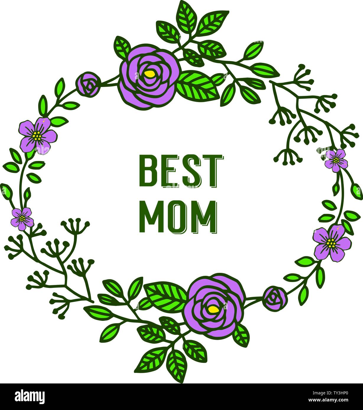 Vector illustration letter best mom for abstract purple flower frames ...