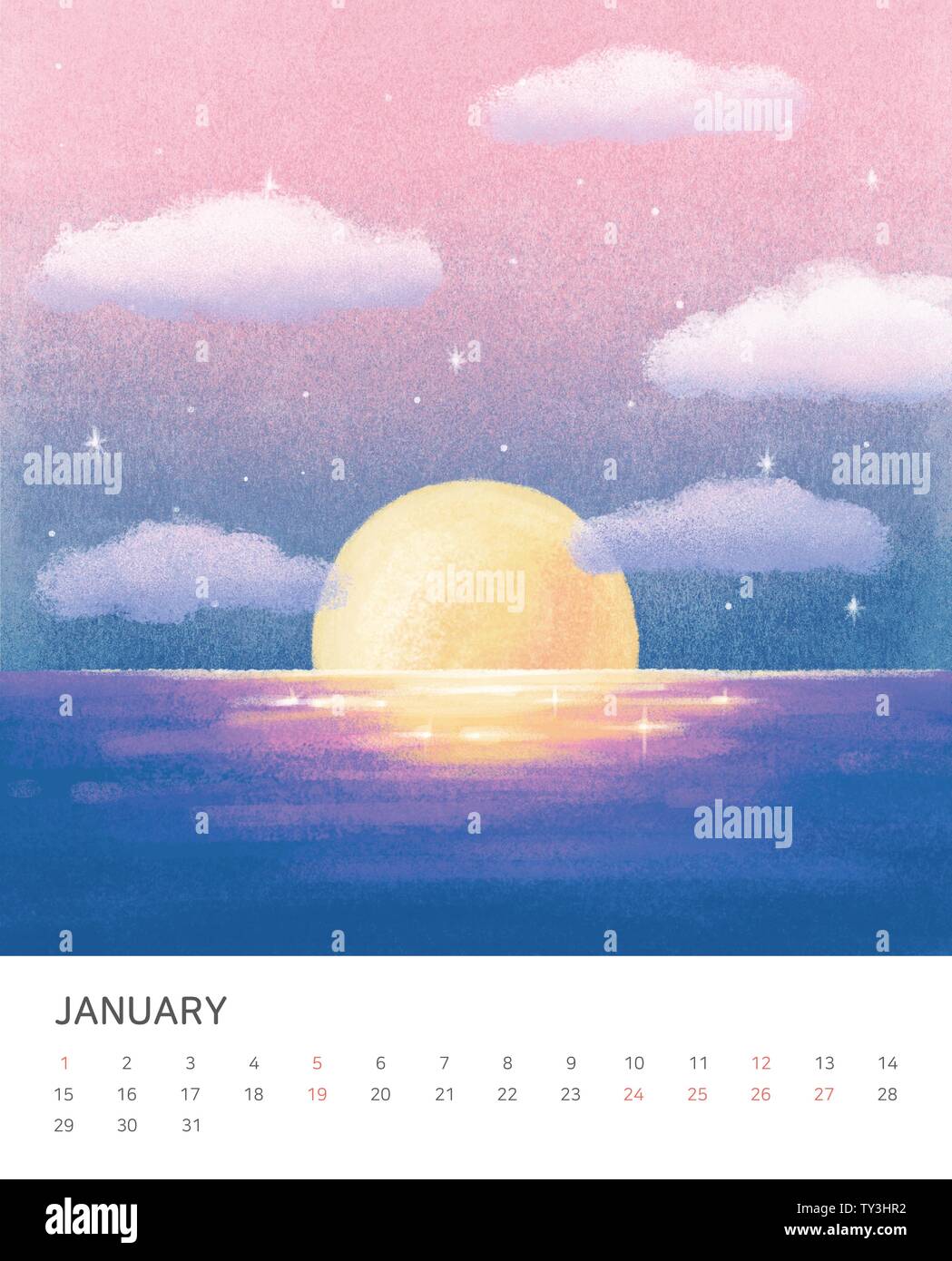 January landscape painting Stock Vector Images - Alamy