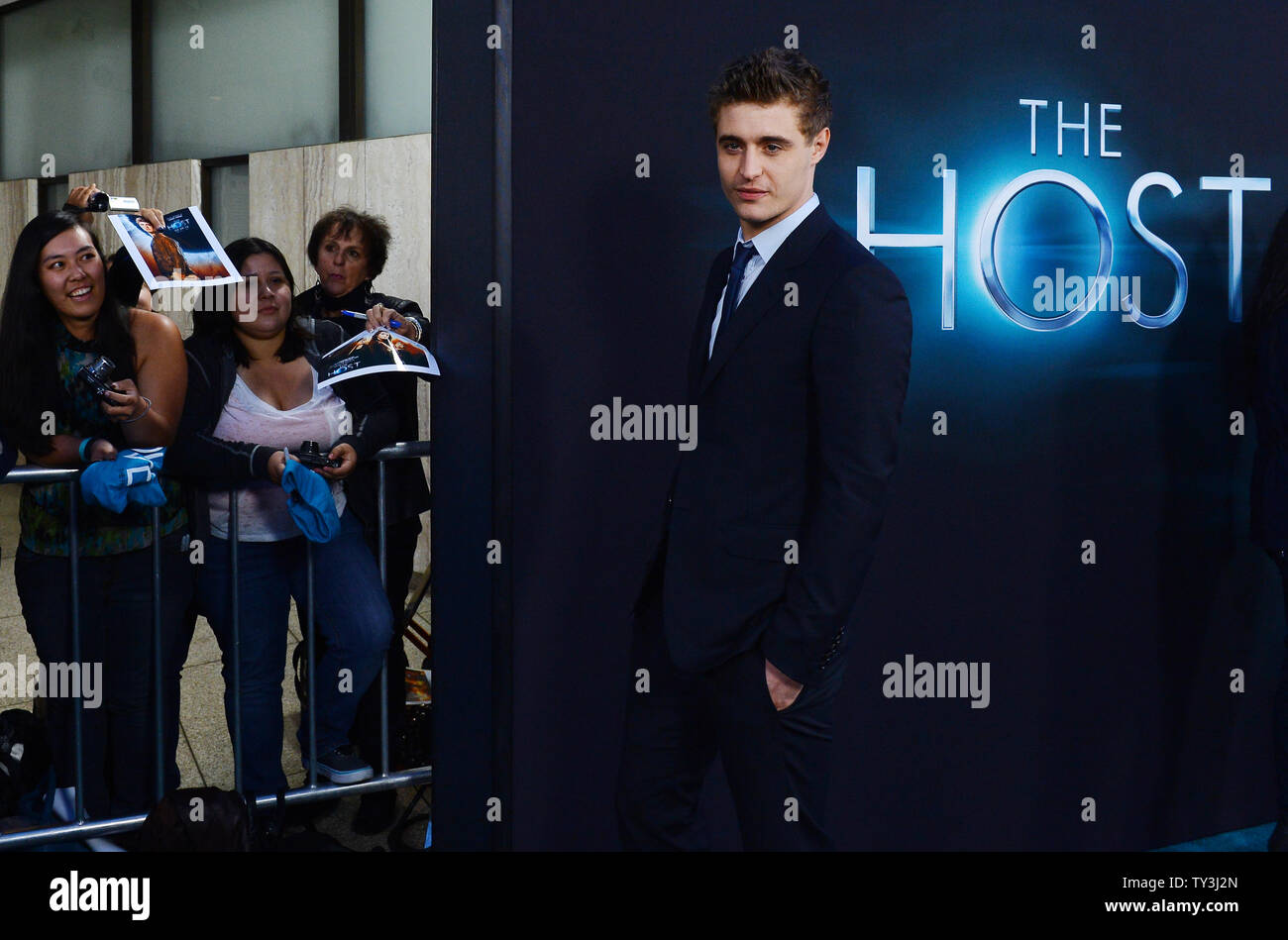 Max Irons, a cast member in the motion picture sci-fi thriller "The Host", attends the premiere ...