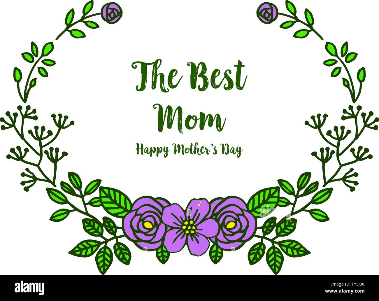 Vector illustration letter best mom for abstract purple flower frames ...