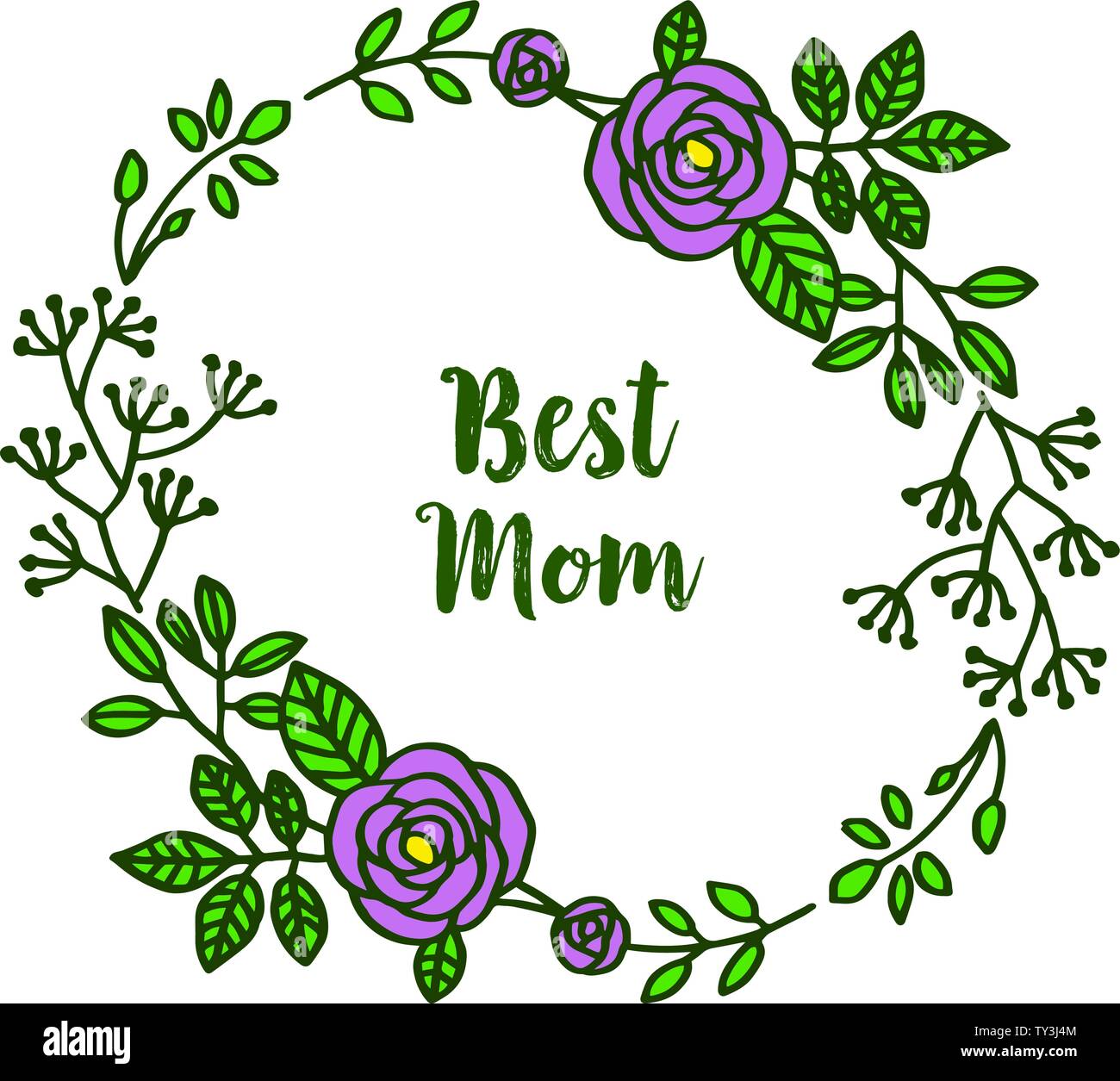 Vector illustration letter best mom for abstract purple flower frames ...