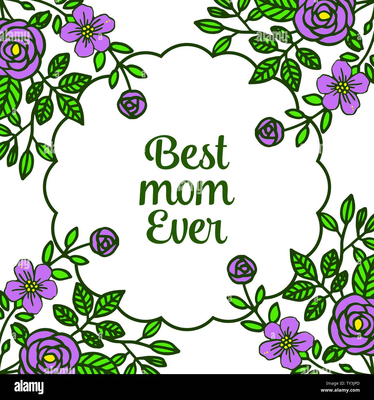 Vector illustration poster best mom for very beautiful purple flower ...