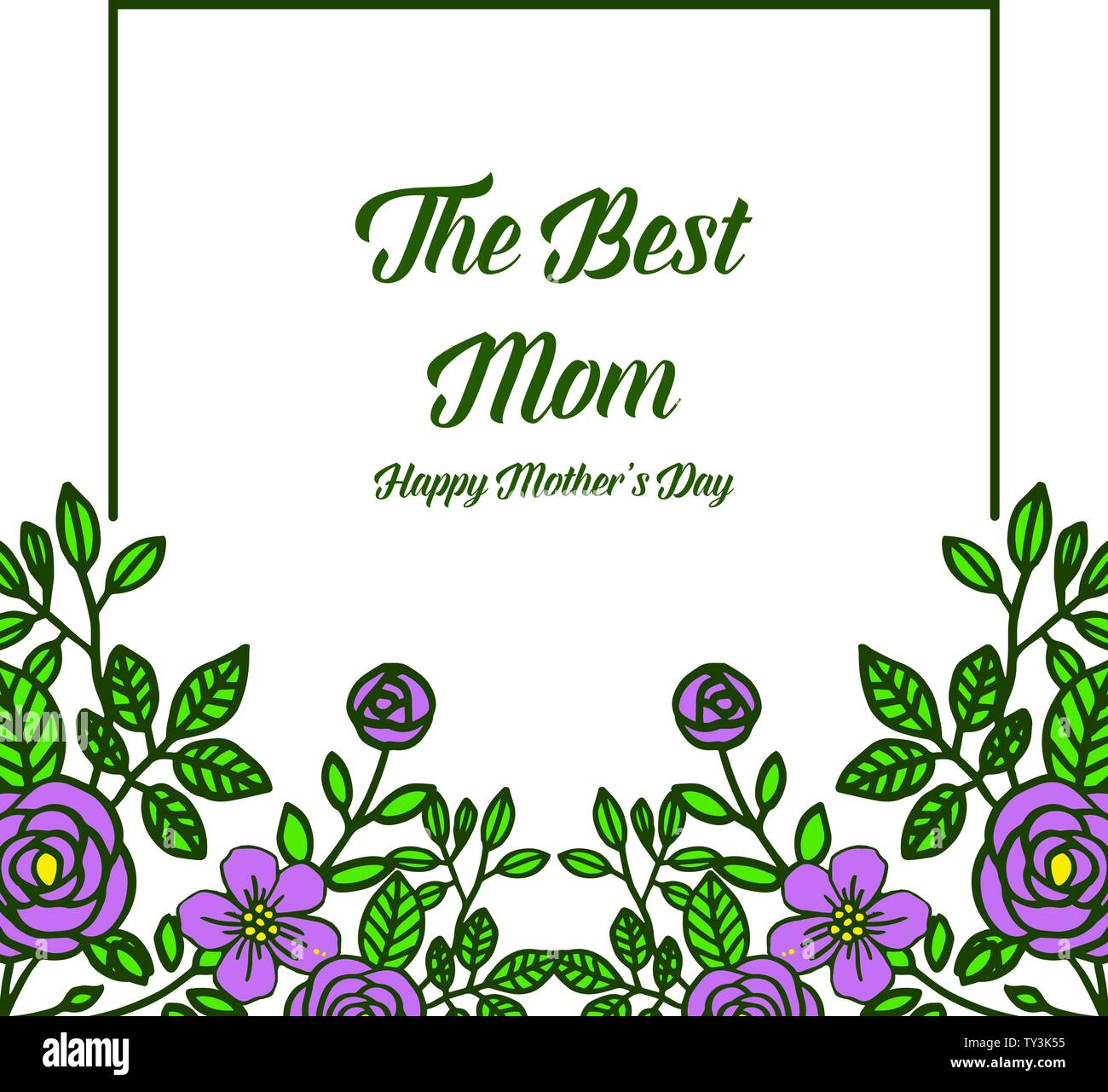 Vector illustration poster best mom for very beautiful purple flower ...